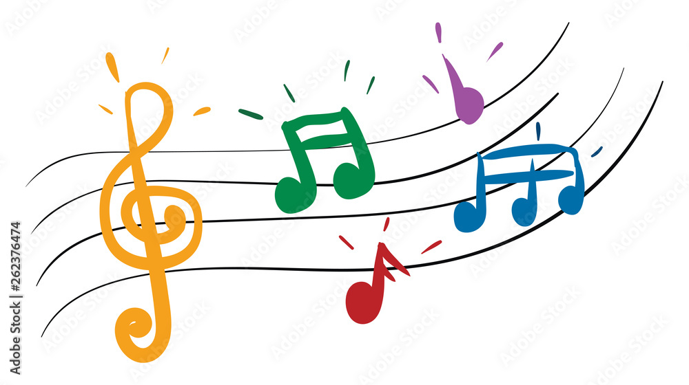 Cartoon multi-colored musical notes vector or color illustration Stock ...
