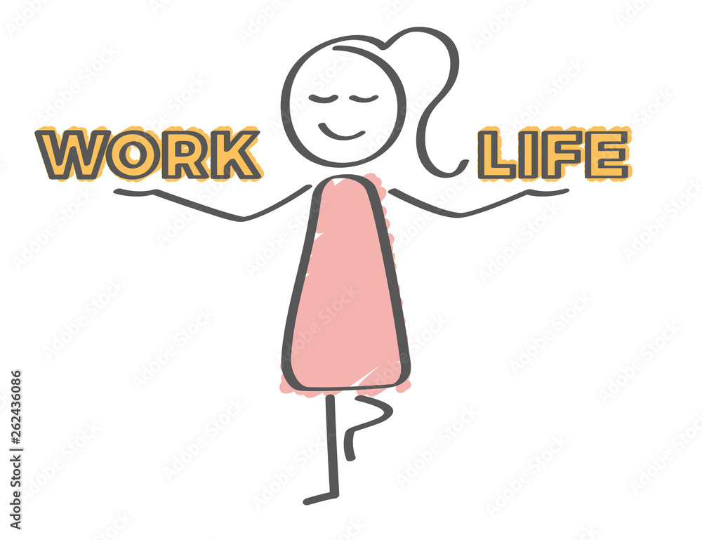 Stick Figure - Woman Work Life Balance Stock Vector | Adobe Stock