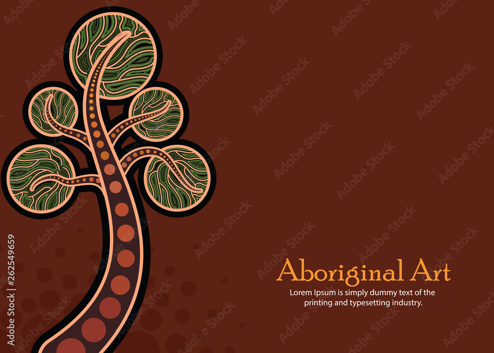 Aboriginal tree, Aboriginal art vector banner with text. Stock Vector ...