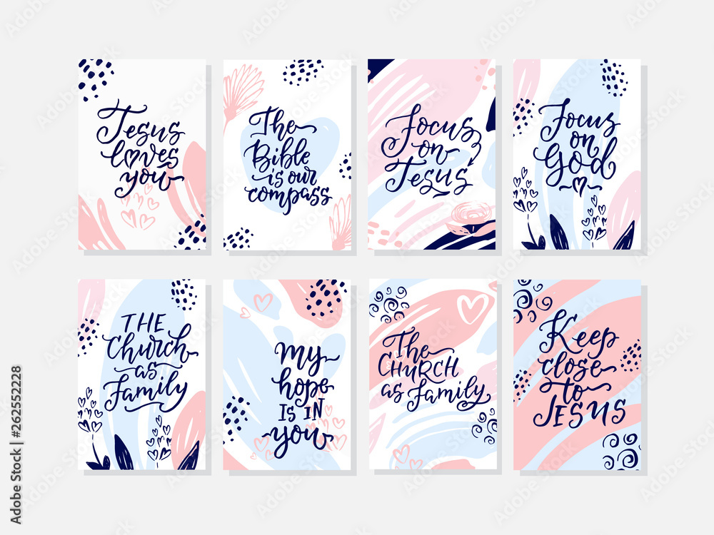 Vector set of cards with religions lettering Stock Vector | Adobe Stock