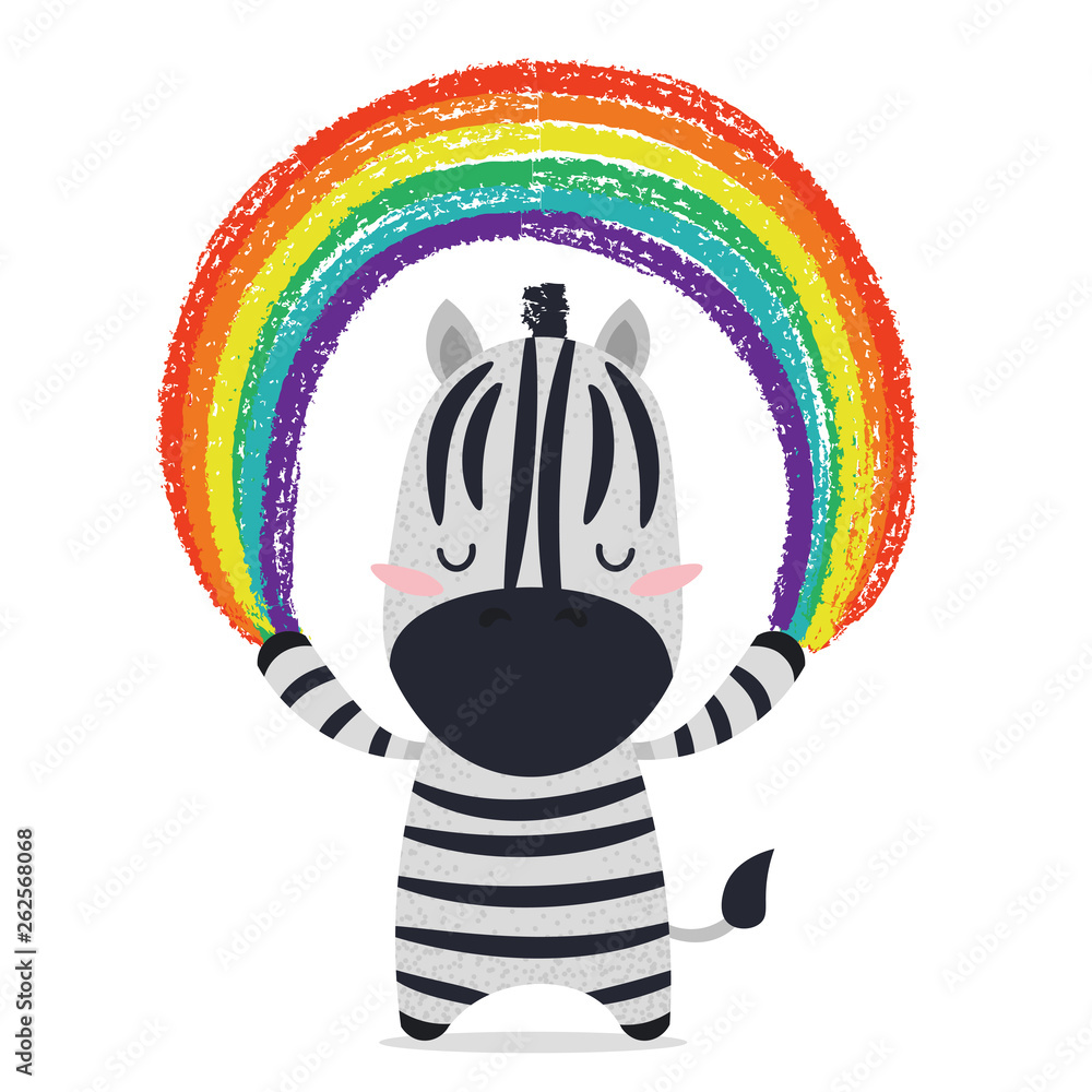 Cute black and white Zebra smiles. Zebra holds the colors of the ...