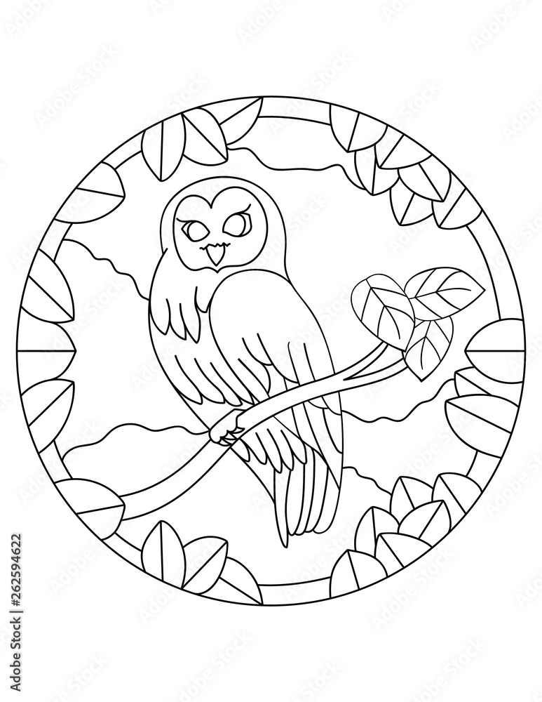 Owl pattern. Illustration of eagle-owl. Mandala with an animal. Owl in ...