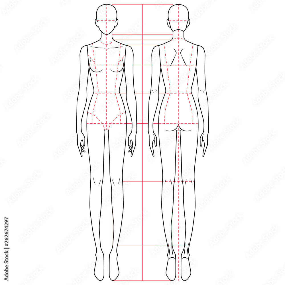 Fashion Figure Template 9 Head Stock Vector | Adobe Stock