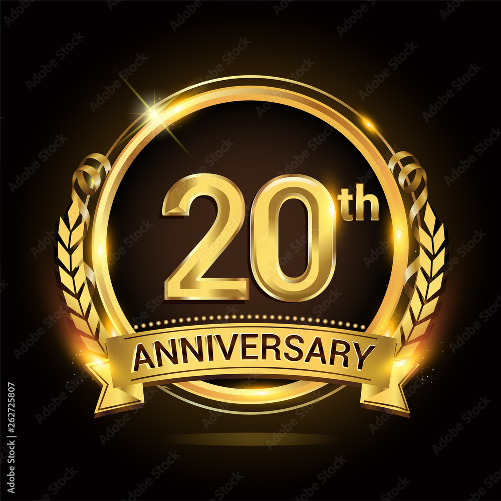 20th golden anniversary logo, 20 years anniversary celebration with ...