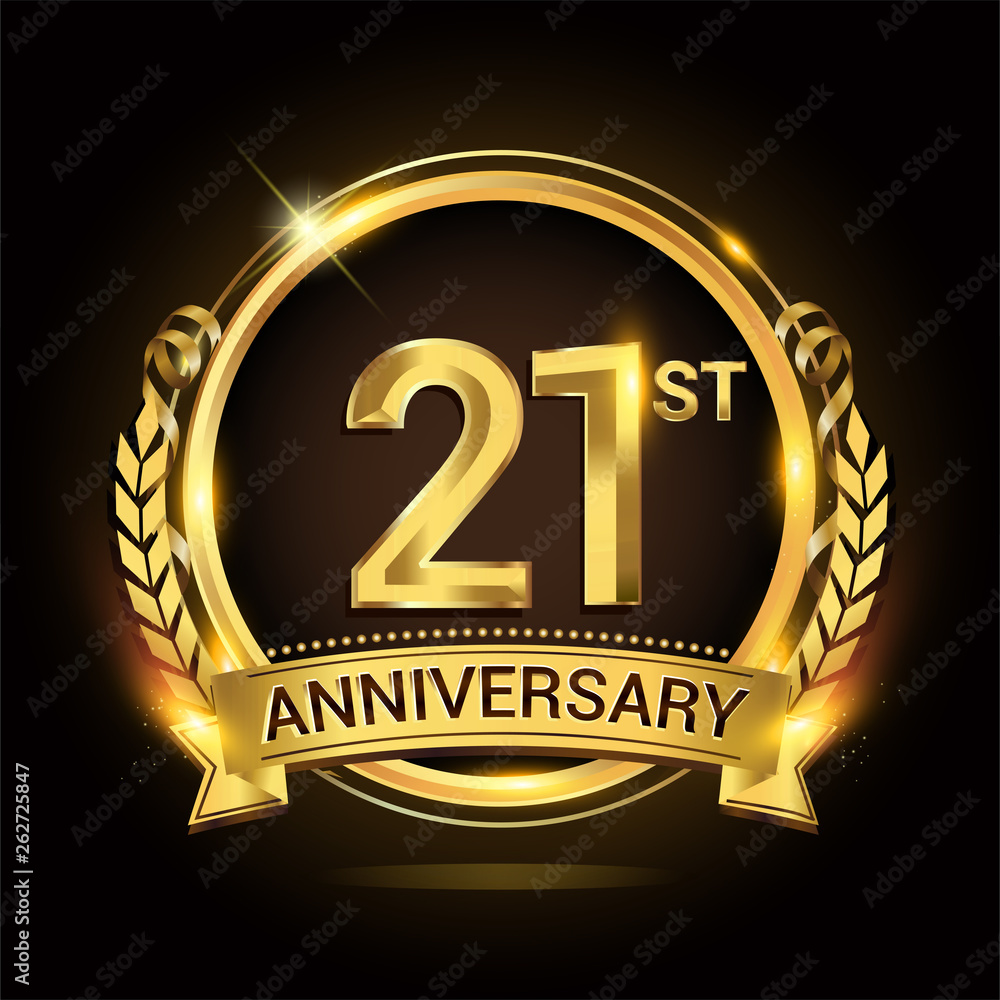 21st golden anniversary logo, 21 years anniversary celebration with ...