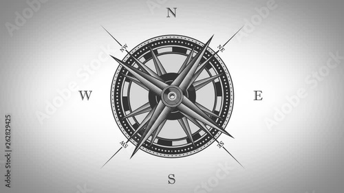 Compass Rose Animation Background Loop/ 4k animation of a black and ...