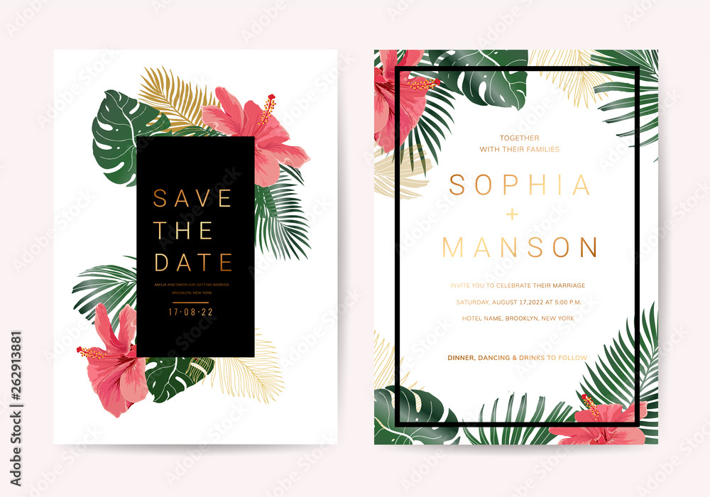 Wedding invitation,Thank You Card, rsvp, posters design collection with ...