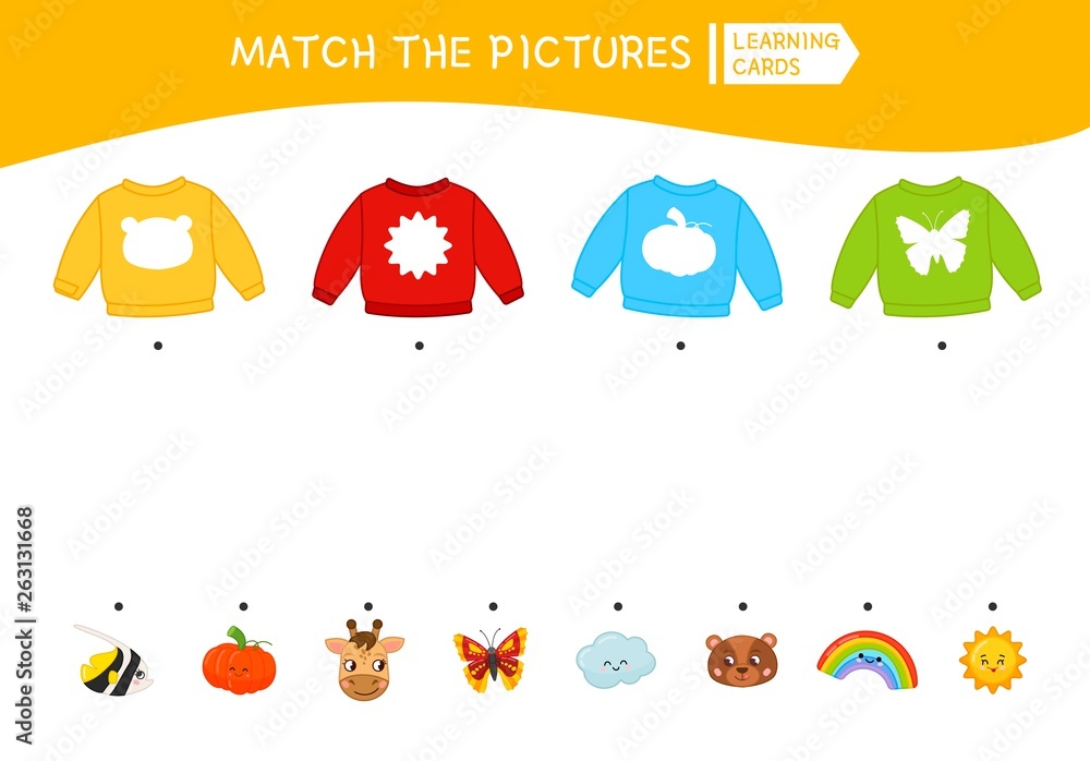 Matching children educational game. Match of sweaters and prints ...