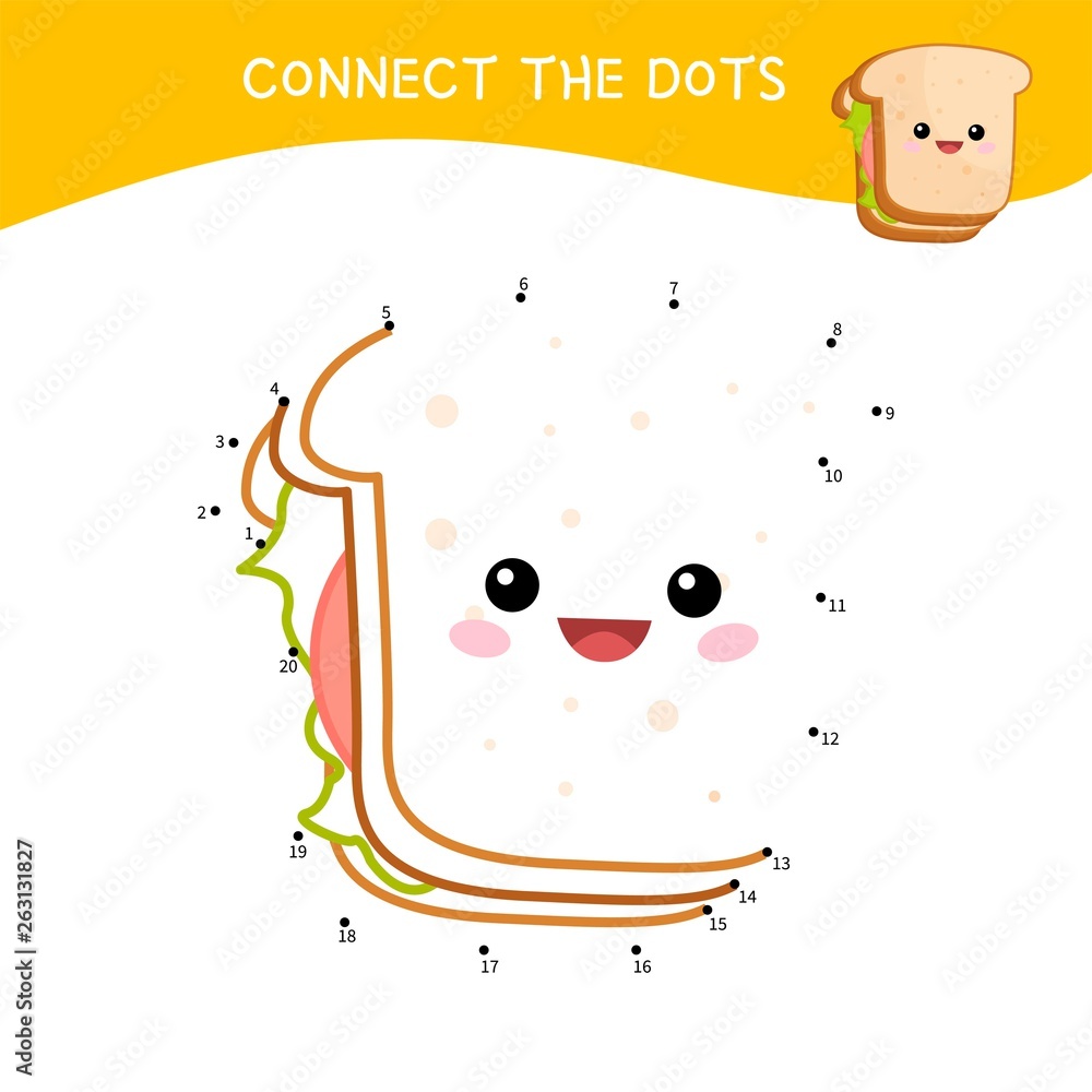 Educational game for kids. Dot to dot game for children. Cartoon cute ...