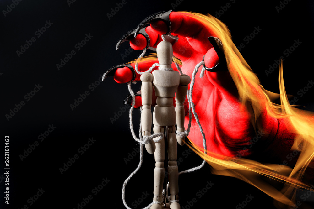 Demonic possession, black magic and a soul possessed by Satan concept ...