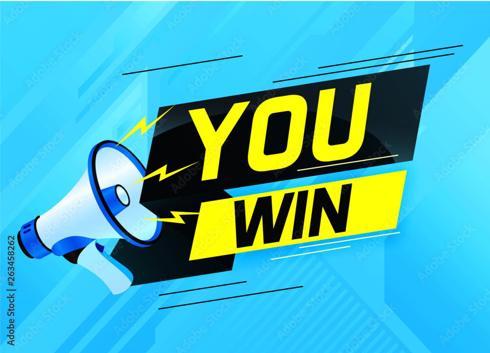 You win word concept vector illustration with megaphone and 3d style ...