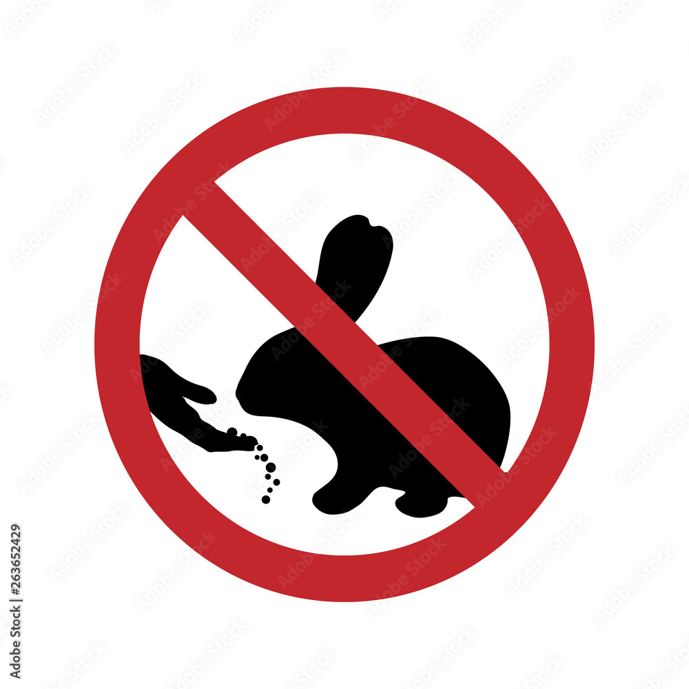 Vector silhouette of do not feed the rabbit ban mark on a white ...