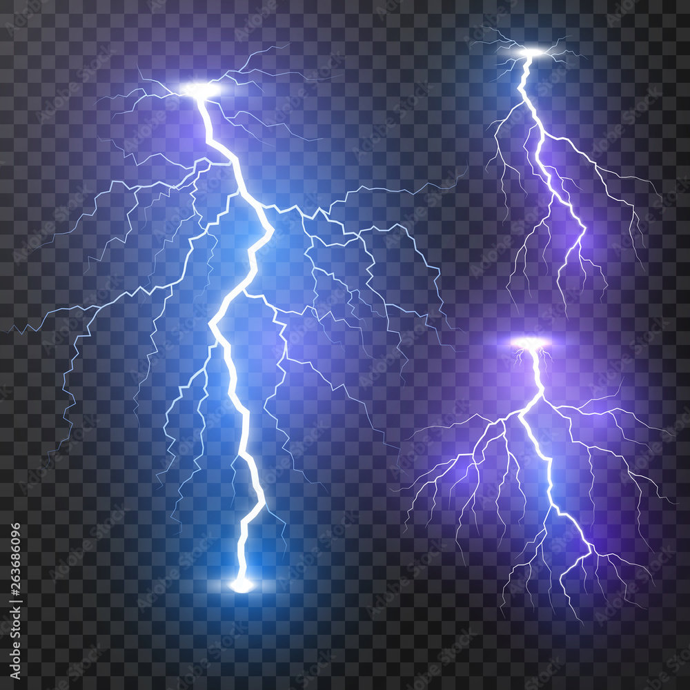 Vetor do Stock Lightning. Thunder storm realistic lightnings set. Magic ... Vetor do Stock Lightning. Thunder storm realistic lightnings set. Magic ...