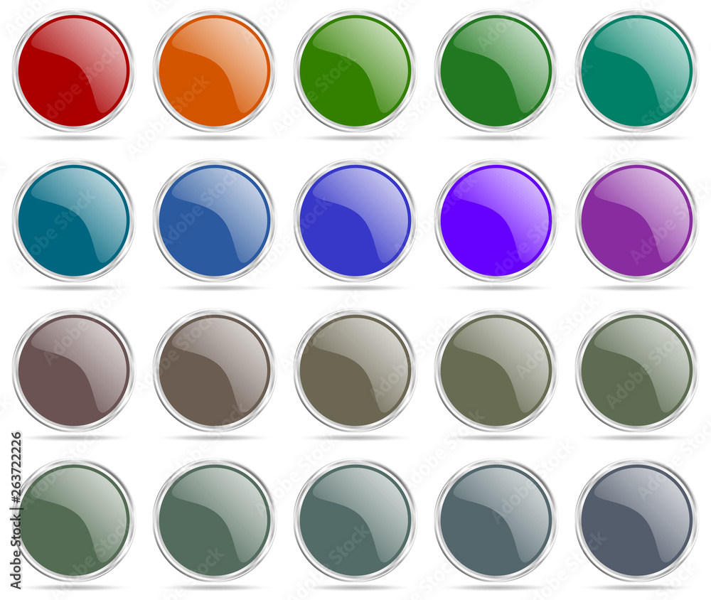 Silver metallic, chrome border empty vector icons collection on white ...