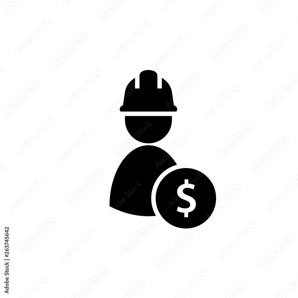 Labor cost silhouette icon. Clipart image isolated on white background ...