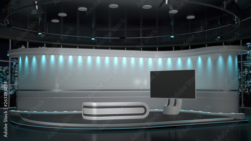 TV Virtual Studio background 3d rendering Stock Illustration | Adobe Stock