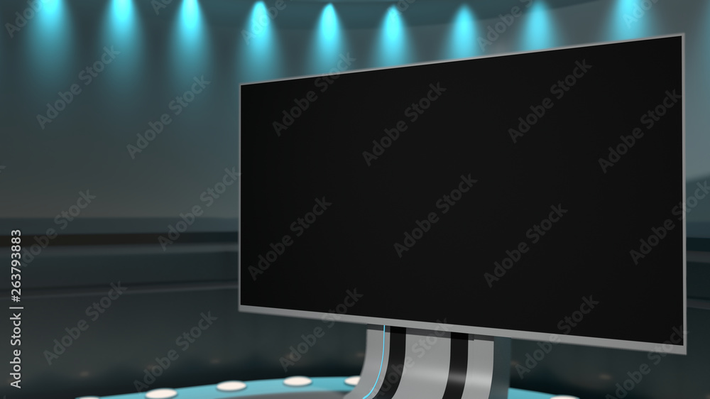 TV Virtual Studio background 3d rendering Stock Illustration | Adobe Stock