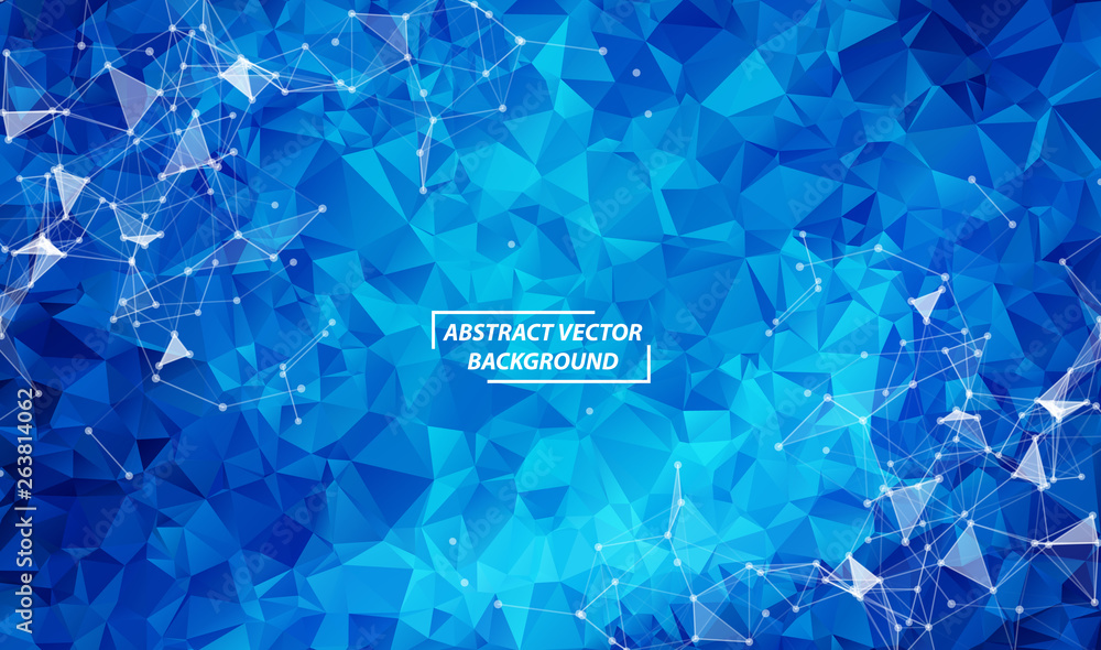 Abstract Blue Polygonal Space Background with Connecting Dots and Lines. Connection structure ...