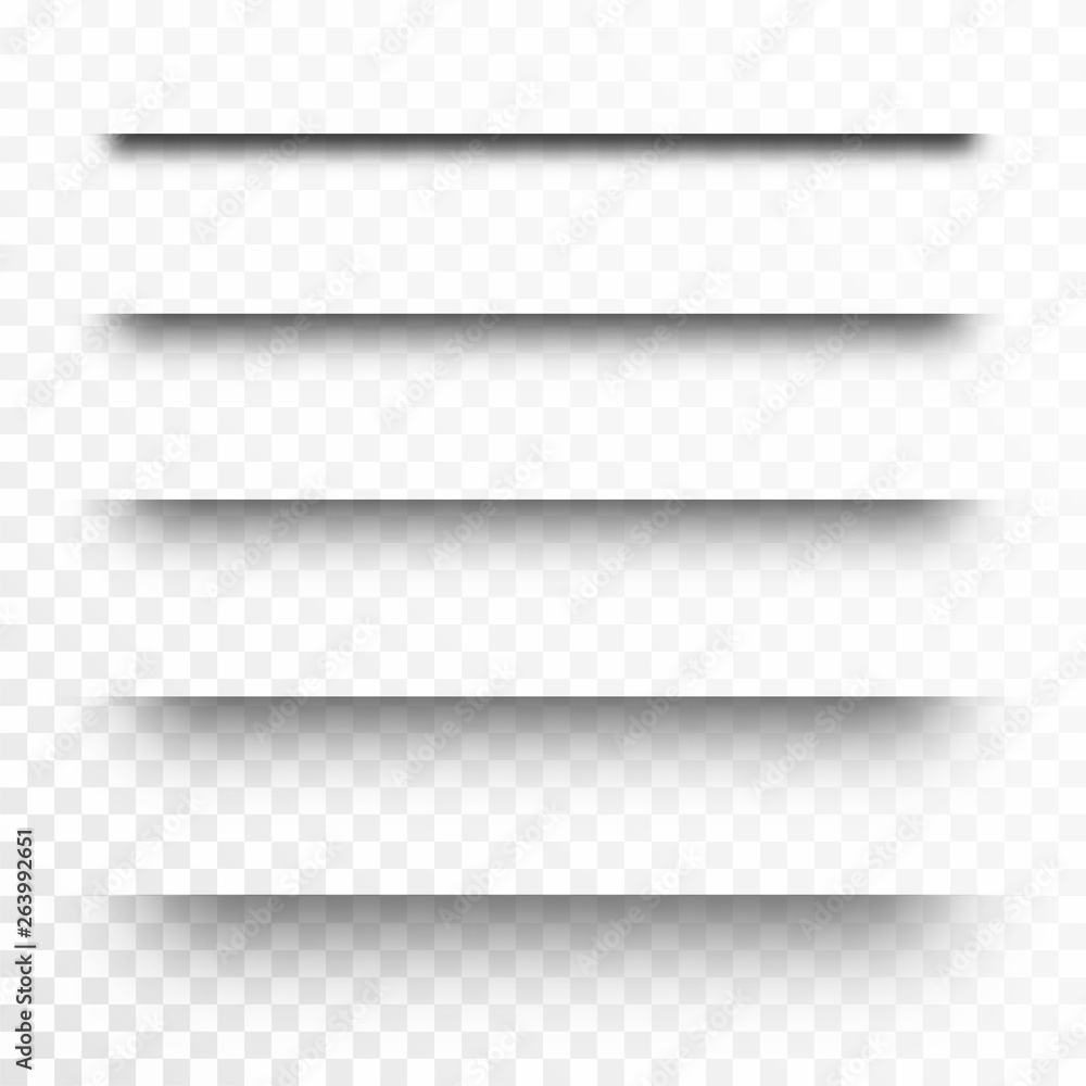 Set of transparent shadows, page dividers. Realistic paper shadow ...