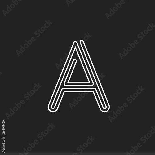 Lines letter A, thread maze style vector latin letter for logo and ...
