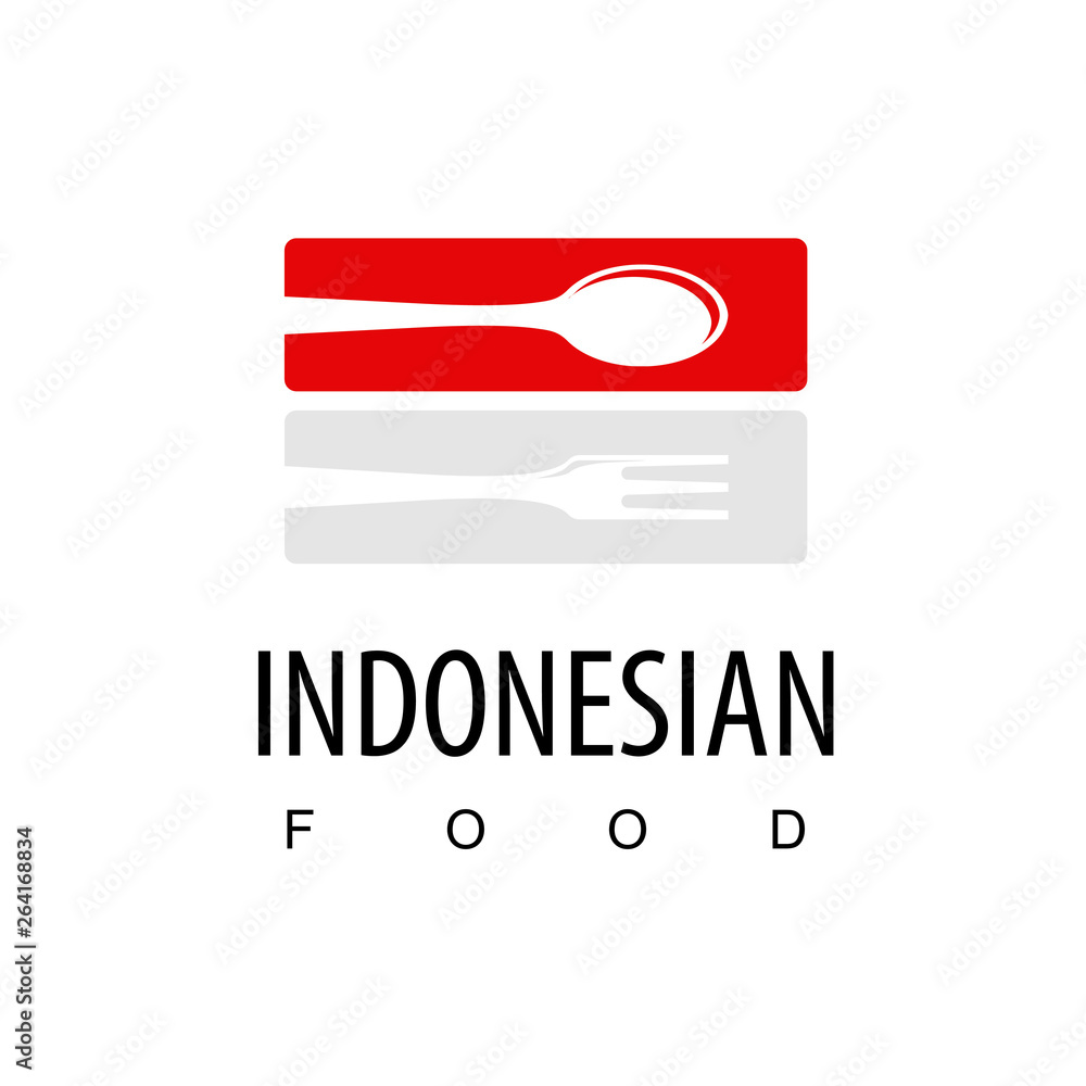 Indonesian Food Logo With Indonesia Flag Symbol Stock Vector | Adobe Stock