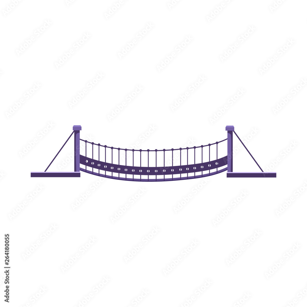 Suspension bridge vector illustration. Rope bridge, footbridge ...