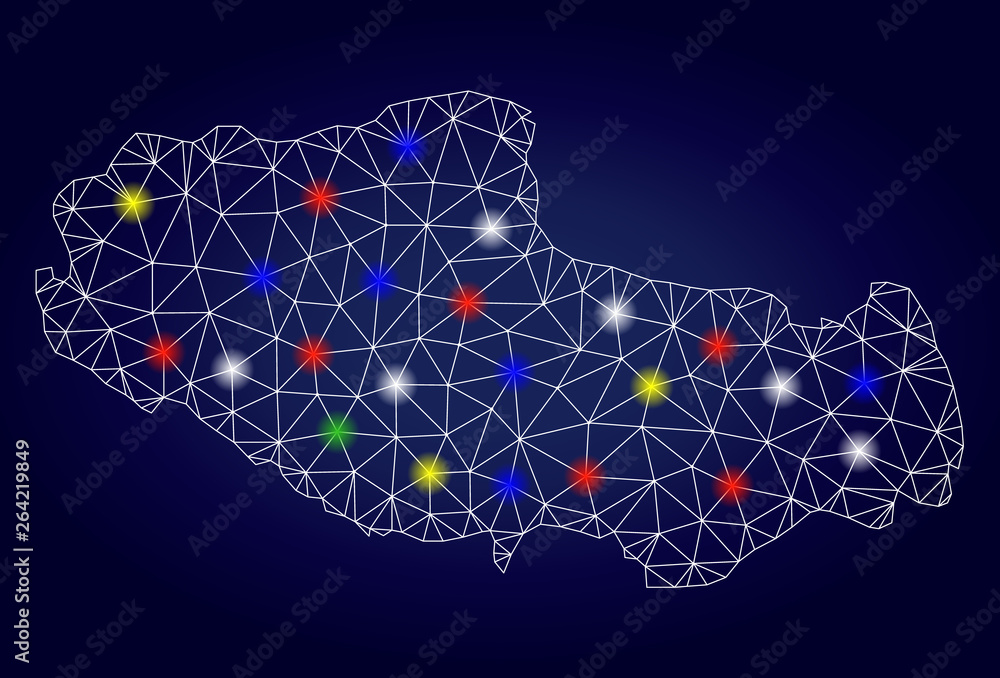 Glamour mesh vector Tibet Chinese territory map with glowing light ...