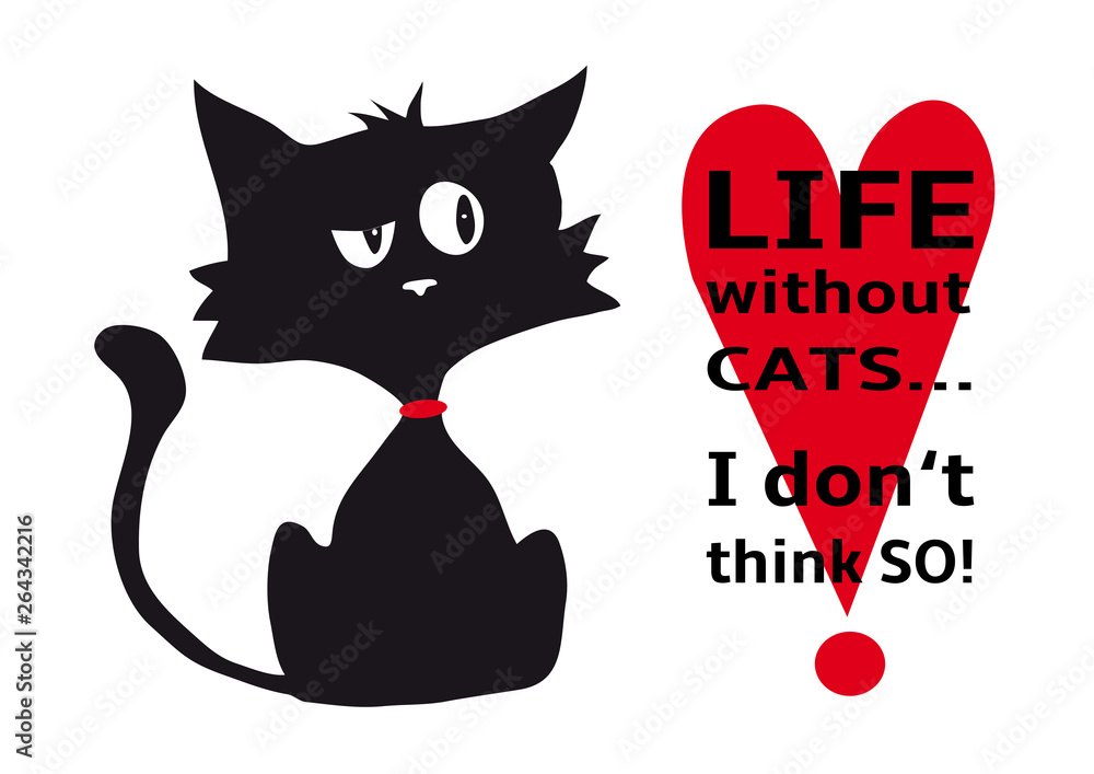 Cynical cat with quote Life without cats I dont think so, funny animal ...