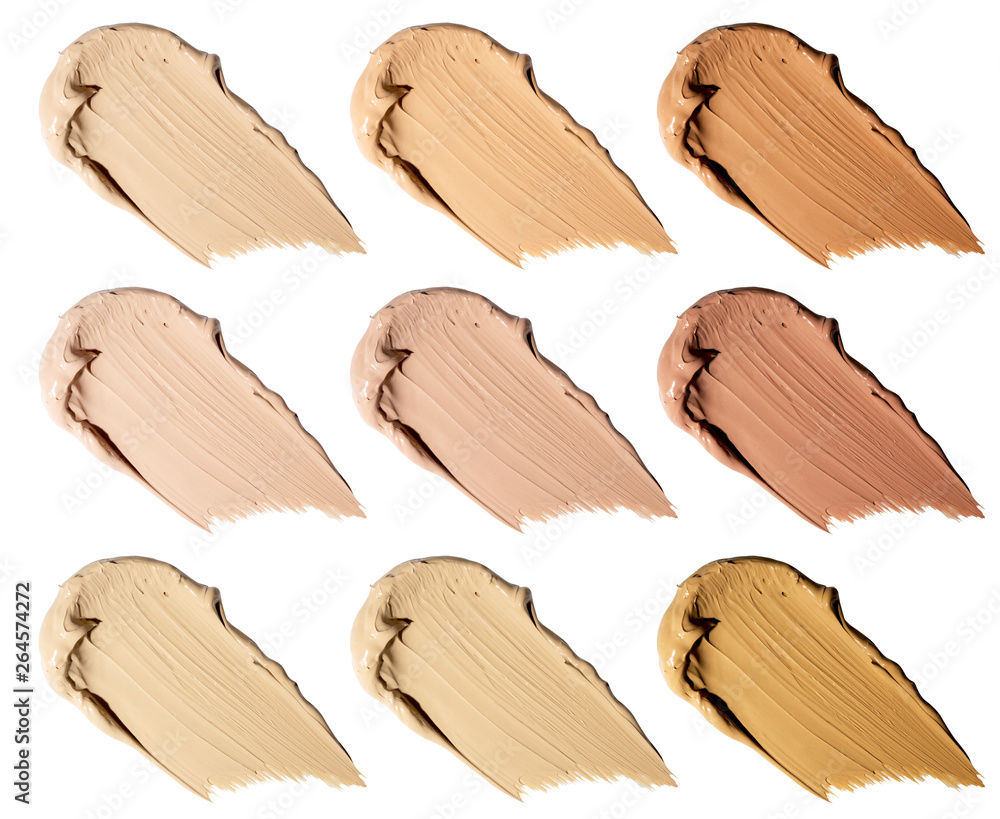 Smears of foundation for face.A smears of lipstick. Cosmetic smears of ...