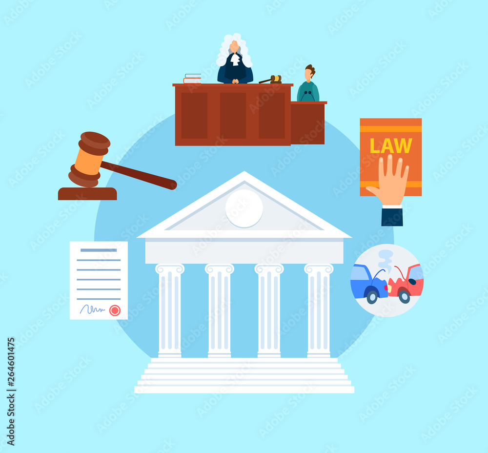 Trial Procedure Symbols Flat Vector Illustration Stock Vector | Adobe Stock
