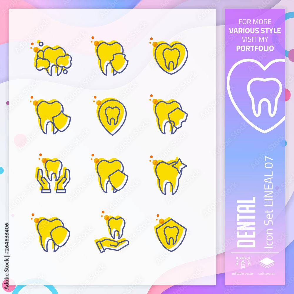 Dental icon set with lineal style for dental clinic. Healthcare icon ...