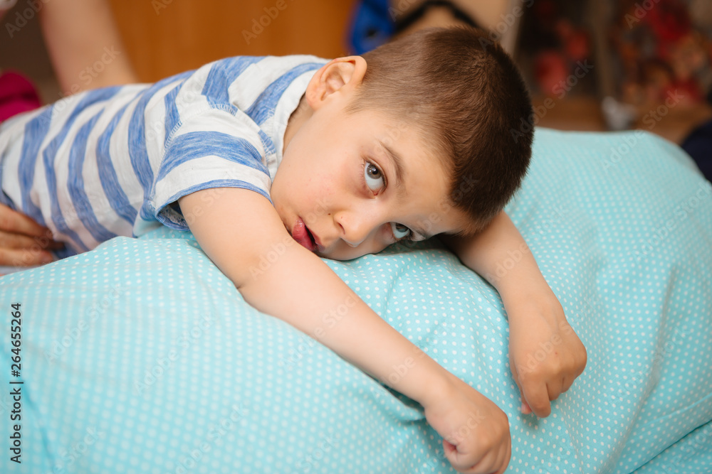 little kid with cerebral palsy has musculoskeletal therapy by doing ...