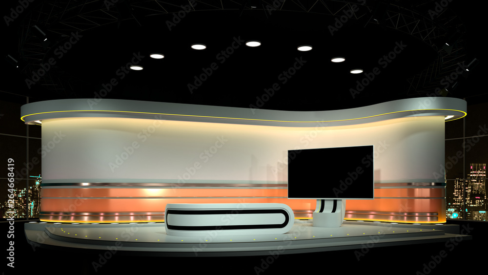 TV Virtual Studio background 3d rendering Stock Illustration | Adobe Stock