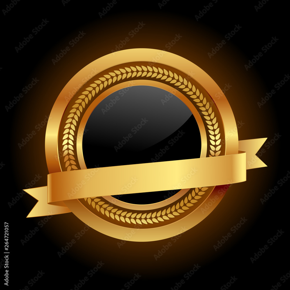 Gold Circle Emblem. Isolated Vector Illustration Stock Vector | Adobe Stock
