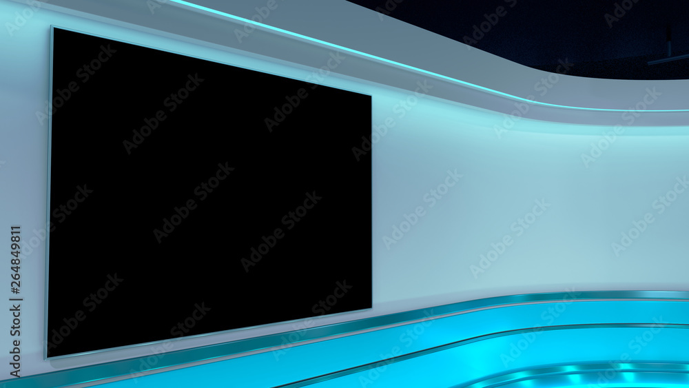 TV Virtual Studio background 3d rendering Stock Illustration | Adobe Stock