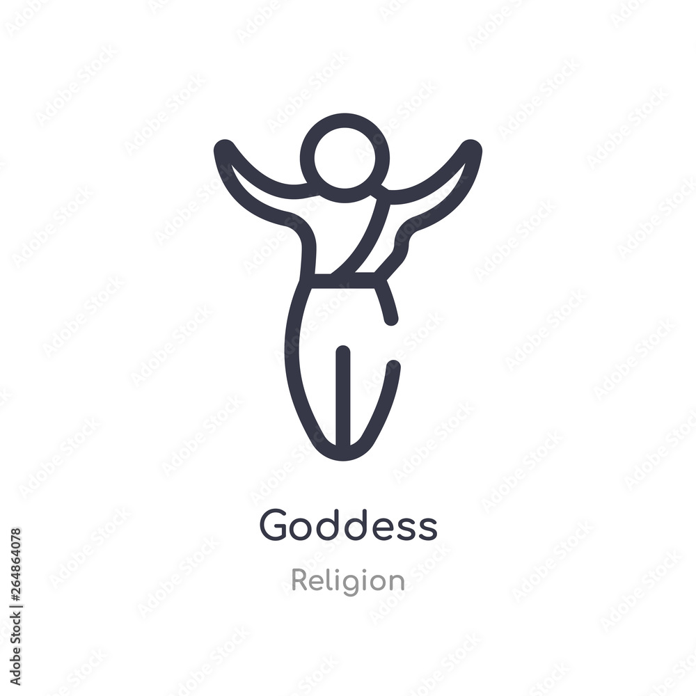 goddess outline icon. isolated line vector illustration from religion ...