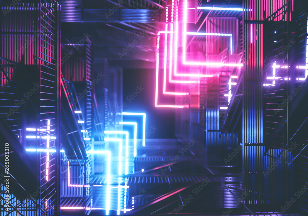 Neon background. Cyberpunk electronic night background concept. Stock ...