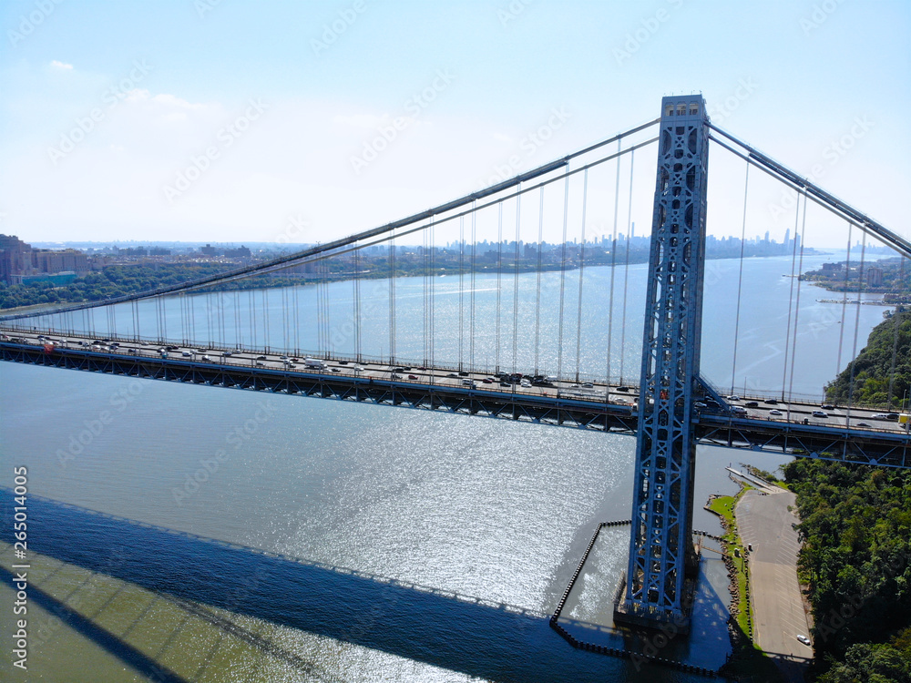 Aerial view of George Washington Bridge in Fort Lee, NJ. George ...