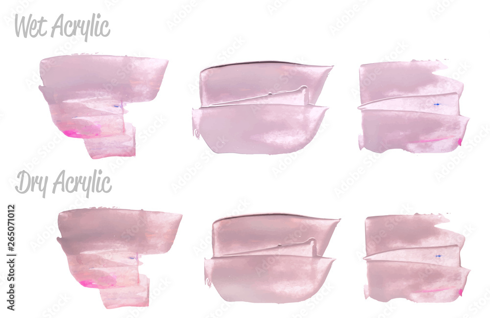 Vector violet paint smear stroke stain set. Abstract wet and dry ...