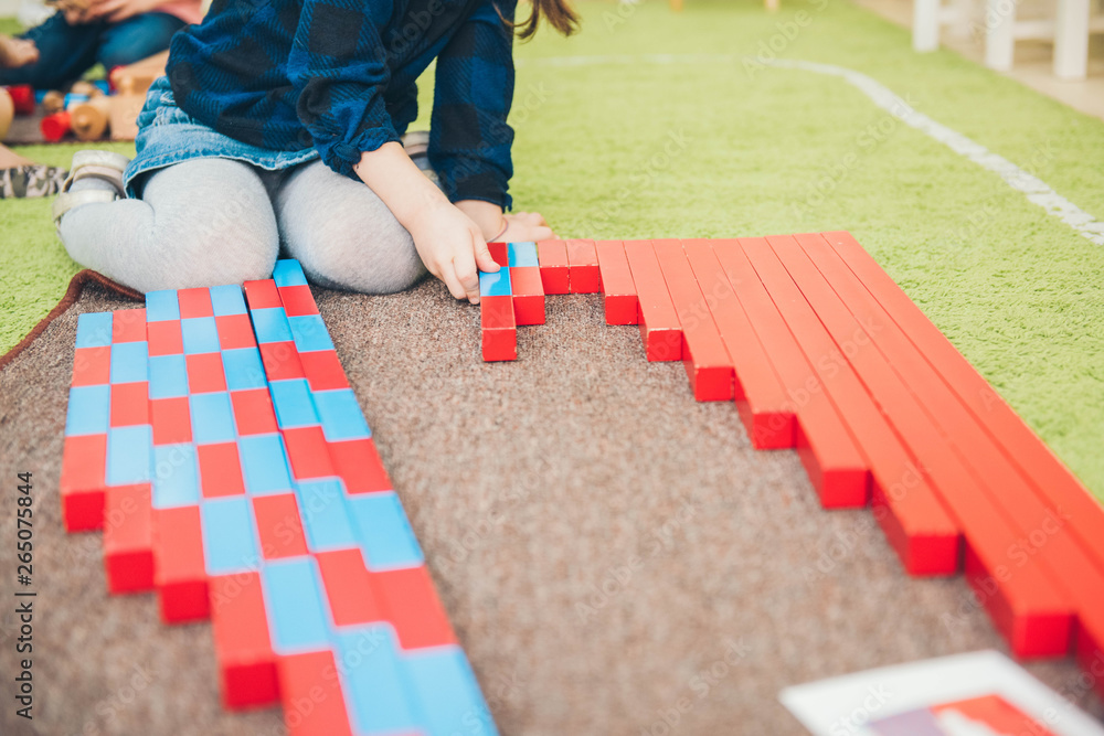 Montessori Education. Montessori School. Learning materials in a ...