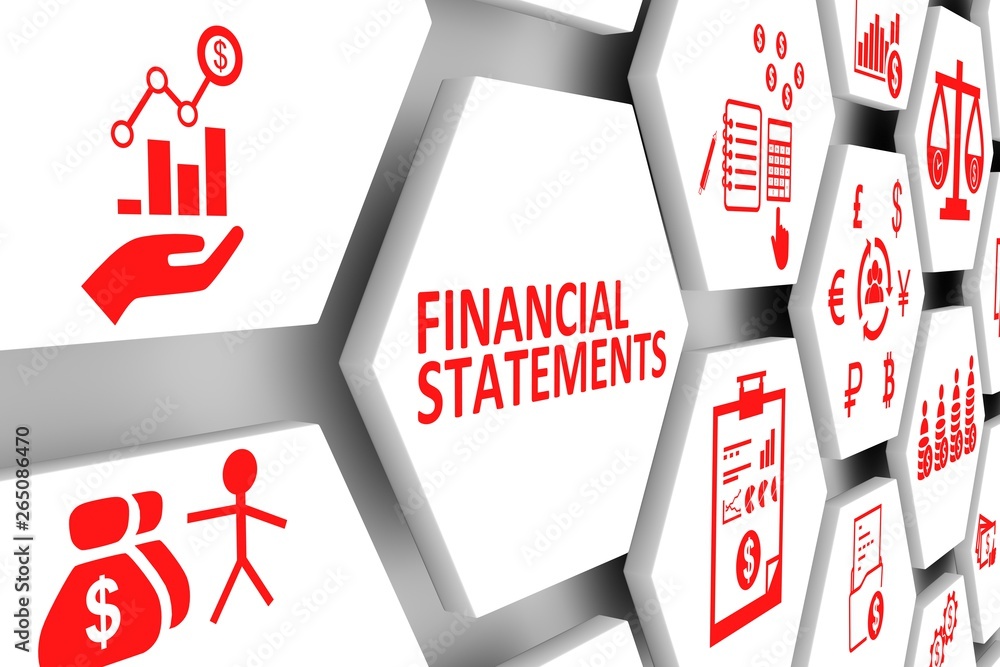 FINANCIAL STATEMENTS concept cell background 3d illustration Stock ...