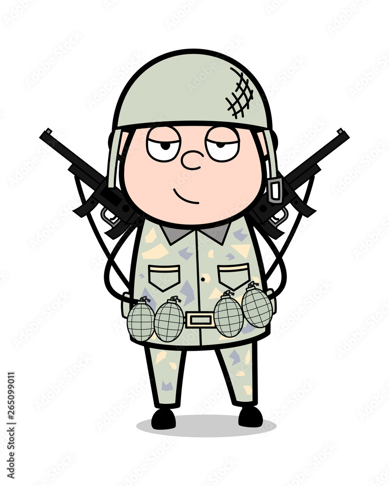 Gunman - Cute Army Man Cartoon Soldier Vector Illustration Stock Vector ...