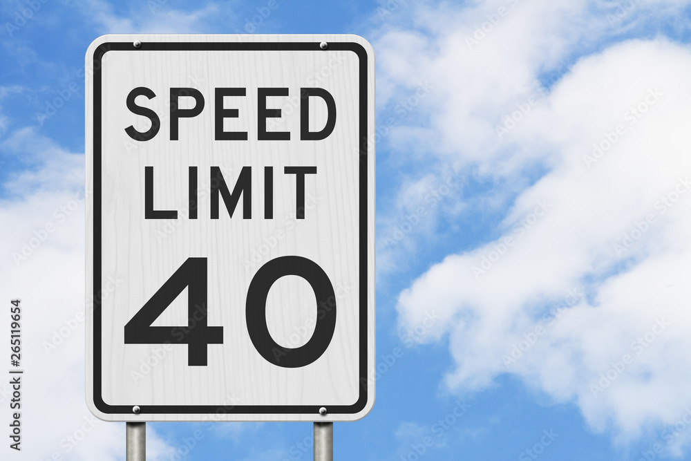 US 40 mph Speed Limit sign Stock Photo | Adobe Stock