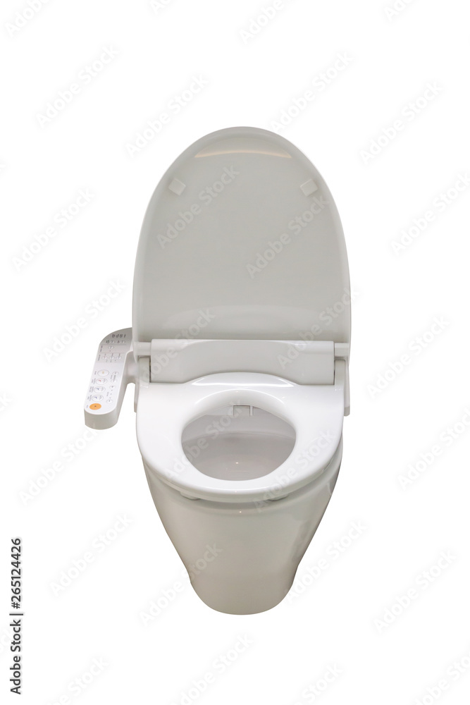 toilet with electronic seat automatic flush isolate on white background ...
