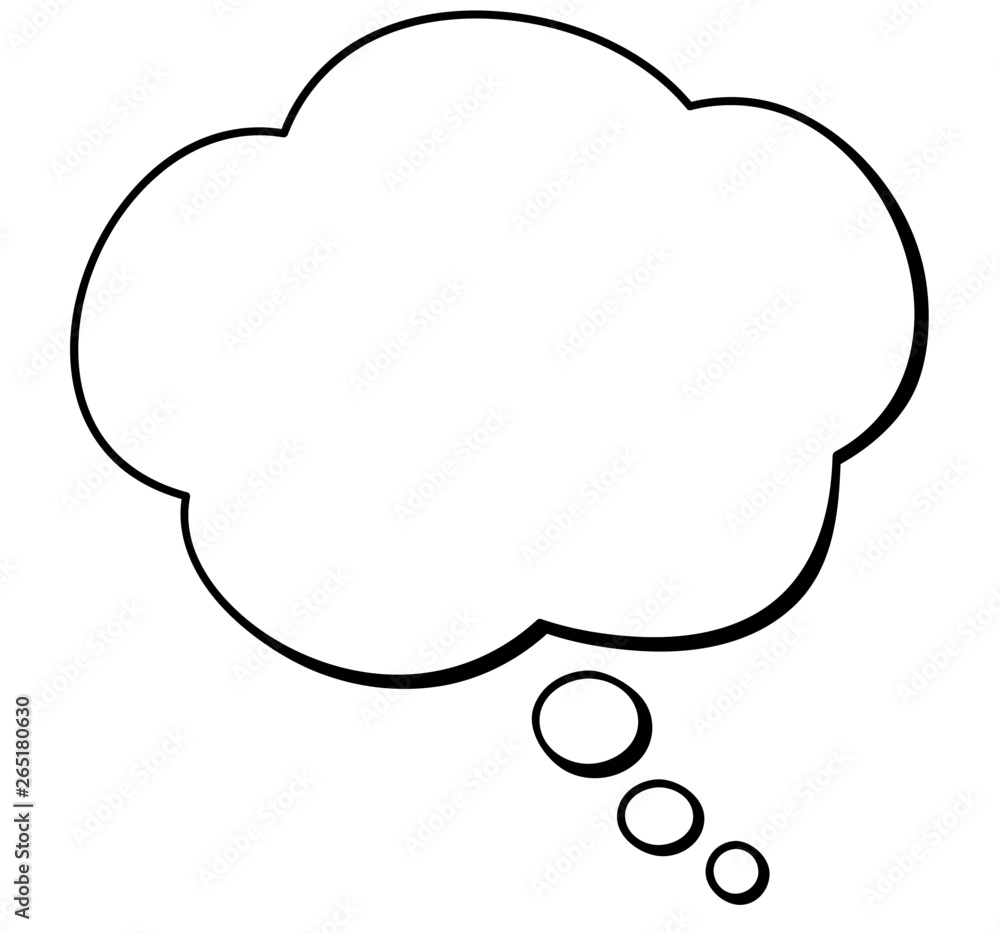 Vector isolated think cloud. Speech bubble on white. Stock Vector ...
