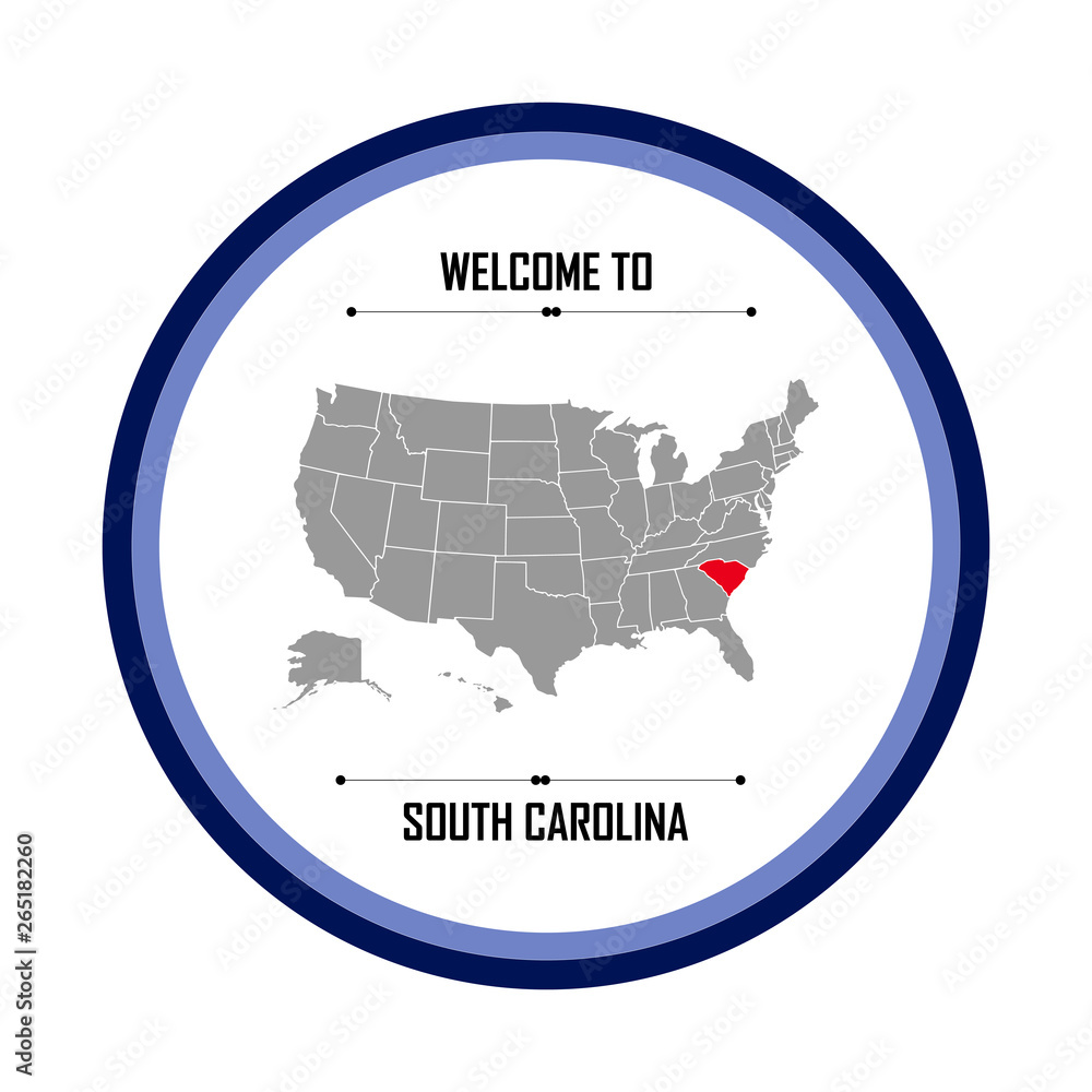 South Carolina, Map of United States with landmark of South Carolina ...
