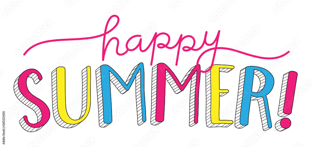 HAPPY SUMMER vector hand lettering banner Stock Vector | Adobe Stock