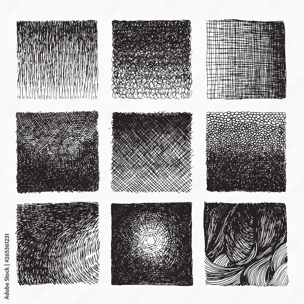 Vector de Stock Hand drawn wavy cross hatching gradient textures made ...