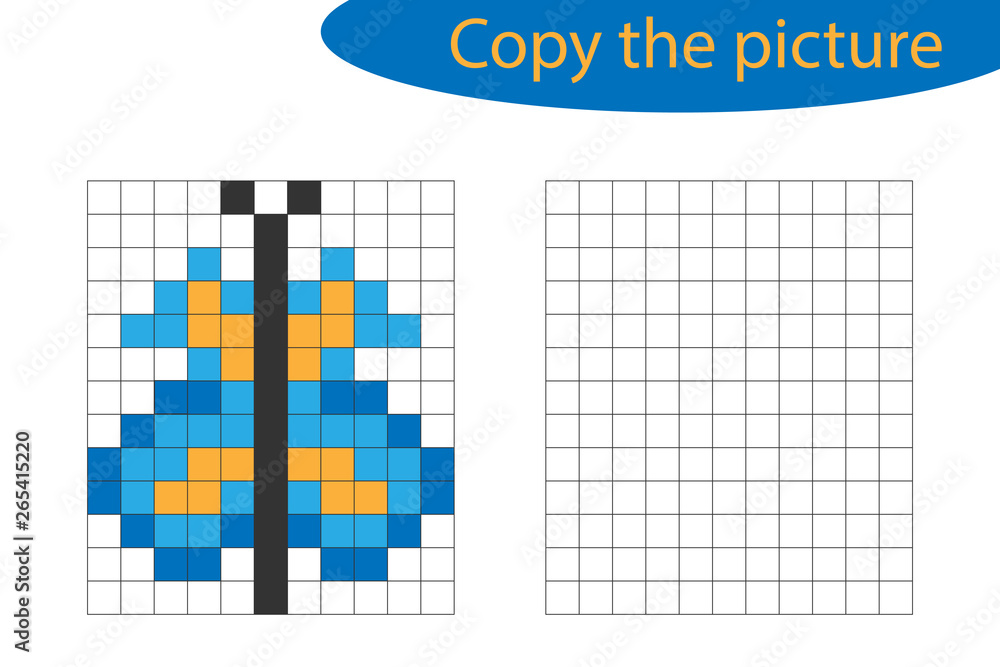 Copy the picture, pixel art, butterfly cartoon, drawing skills training ...