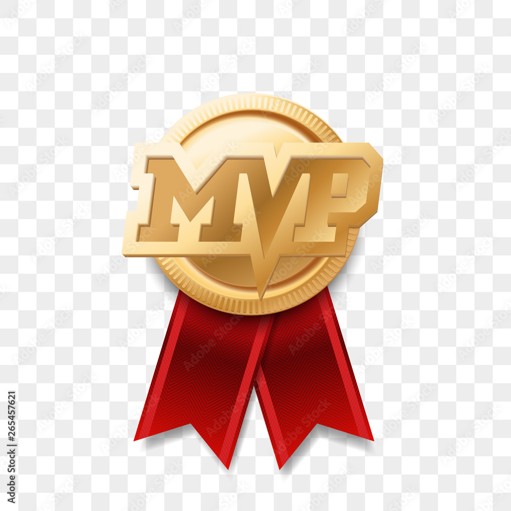 MVP gold medal award. Vector most valuable player trophy logo Stock ...
